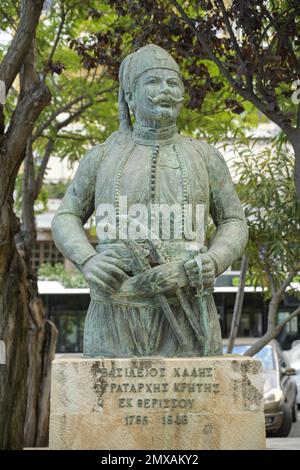 Statue Freedom Fighters, Square 1866, Chania, Crete, Greece Stock Photo ...