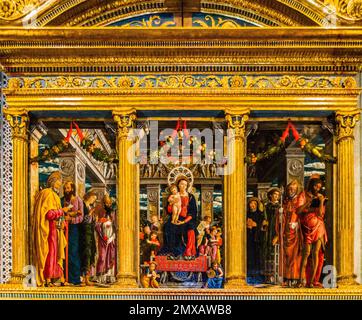 Triptych of the Zeno Altar, 1457-1460, by Andrea Mantegna, first high altar of the Renaissance ...