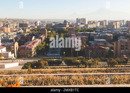 Yerevan, Armenia, beautiful super-wide angle panoramic view of Yerevan ...