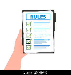 Rules, Checklist with requirements. Principles and strategy. Vector illustration Stock Vector ...