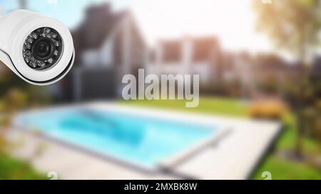Home security system. House under CCTV camera surveillance Stock Photo ...