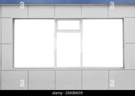 Blank banners on window outdoors. Advertising board design Stock Photo ...