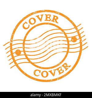 COVER text written on orange round stamp sign Stock Photo - Alamy