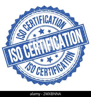 ISO CERTIFICATION text written on red round grungy stamp sign Stock ...