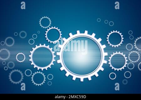 Illustration of gear mechanism and blue sky on background Stock Photo ...