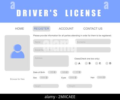 Website page with Driver's license application form Stock Photo - Alamy