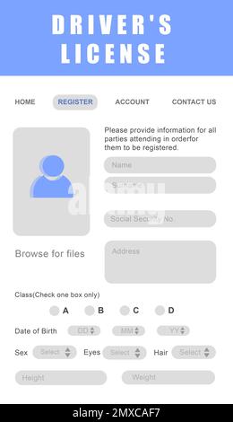 Website page with Driver's license application form Stock Photo - Alamy