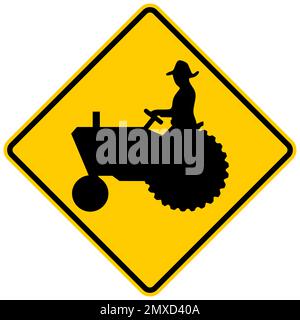 Warning sign with farm tractor symbol Stock Photo - Alamy