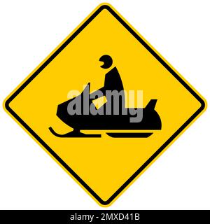 Warning sign with snowmobile symbol Stock Photo - Alamy