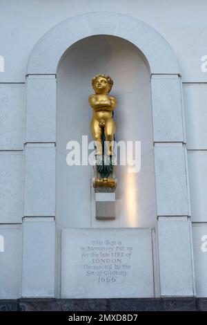 Statue of the Golden Boy of Pie Corner, on Cock Lane, marks the ...