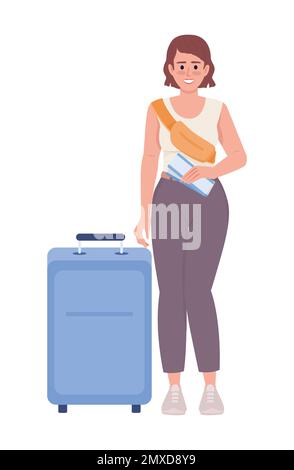 Woman travelling semi flat color vector character Stock Vector Image ...