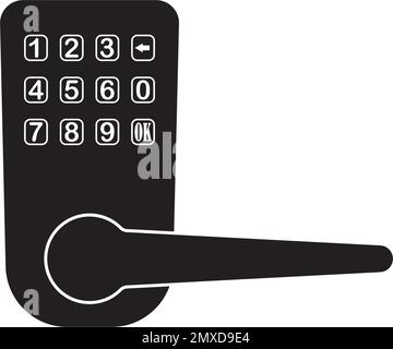 Door handle device icon flat vector. Lock knob. Metal front key Stock ...