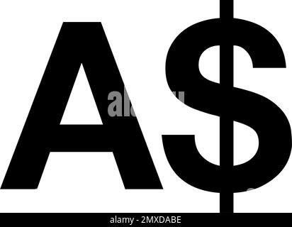 AUD Australian Dollar Currency Symbol. Black Illustration Isolated on a ...