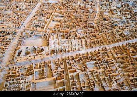A giant, large, 3D overview map, guide to ruined Pompeii. Detail ...