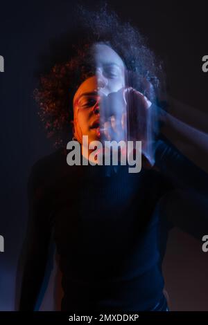 long exposure of injured african american man with bipolar disorder and ...