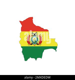 Illustration with Bolivian national flag with simplified shape of ...