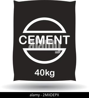Bag of cement paper sack package component powder contour outline line ...