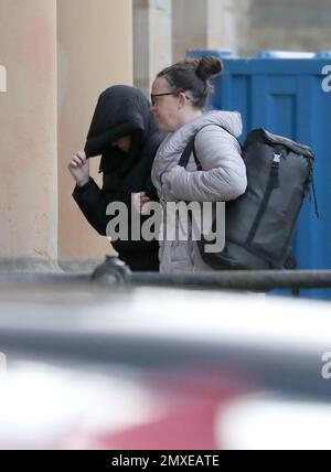 Travel agent Lyne Barlow (left) arrives at Durham Crown Court to be ...
