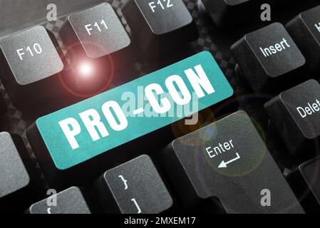 Text caption presenting Pro Con, Concept meaning everything its ...