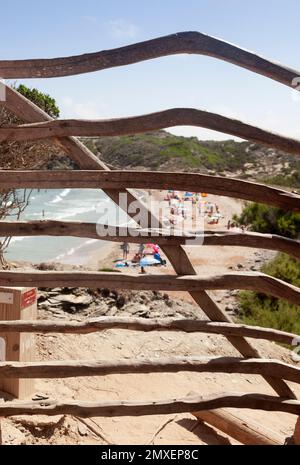 Olive wood Menorcan gate in white wall of house, Menorca, Spain Stock ...
