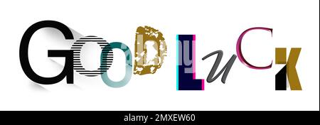 Good luck wish. Creative card with text, banner design Stock Photo - Alamy
