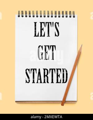 Let's get started text concept isolated over white background Stock ...