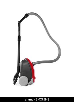 Modern red vacuum cleaner isolated on white Stock Photo - Alamy