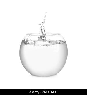 Round aquarium filled with clean water on a white background Stock ...