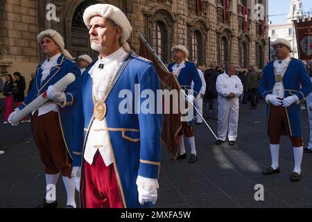 Catania, Italy. 03rd Feb, 2023. Three traditional Candeloras seen ...