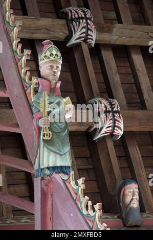 Wooden figure of The Apostle Simon Peter. One of twelve carvings ...