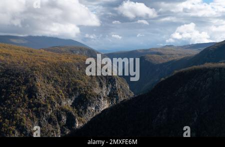 Unac river canyon near Martin Brod between mountains Osječenica and ...