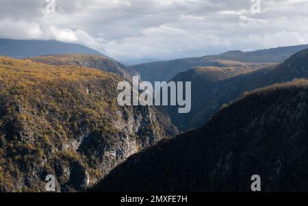 Unac river canyon near Martin Brod between mountains Osječenica and ...