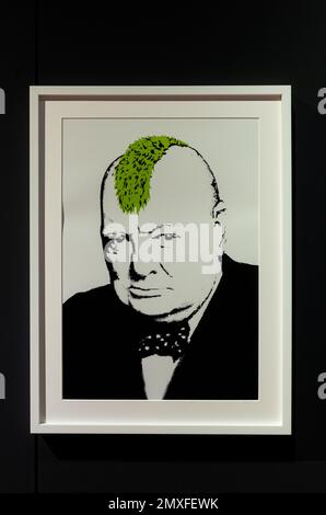 Turf War, image of Churchill as a punk icon with green turf on his head ...