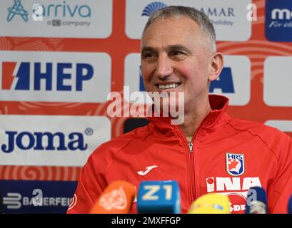 Newly elected Croatian Hanball Head Coach Goran Perkovic speaks during ...