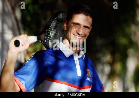 Vit Kopriva poses to photographer during the Davis Cup tennis ...