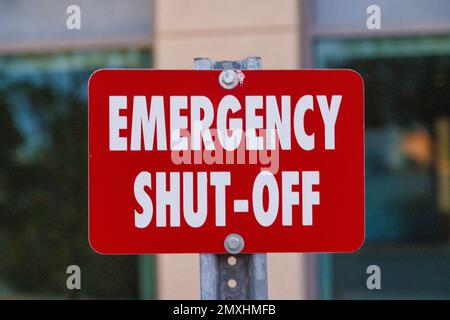 Emergency Shut-Off Sign Stock Photo - Alamy