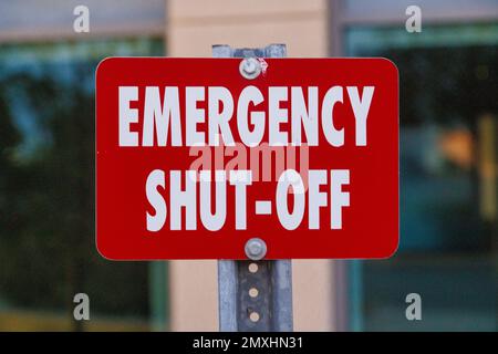 Emergency Shut-Off Sign Stock Photo - Alamy