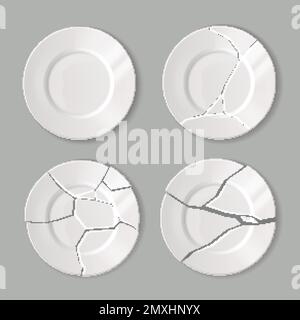 Realistic white broken plate dish isolated on transparent background ...