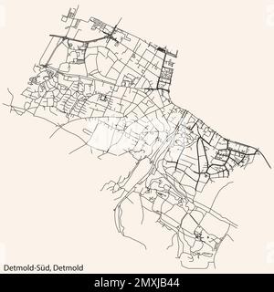 Street roads map of the DETMOLD-SÜD DISTRICT, DETMOLD Stock Vector ...