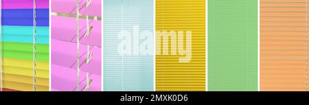 Colorful louvers background. Different rainbow color windows facade ...