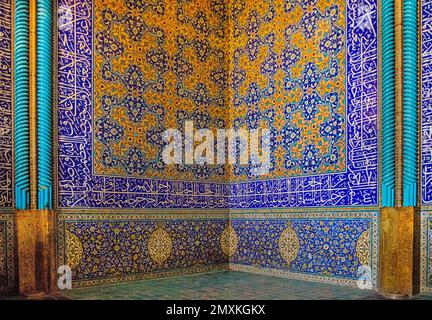 Faience Mosaics, Shaikh Lotfullah Mosque, Isfahan, Isfahan, Iran, Asia ...