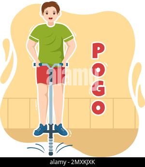 People Playing With Sport Jump Pogo Stick Illustration for Web Banner ...