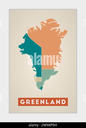 Denmark poster. Map of the country with colorful regions. Shape of ...