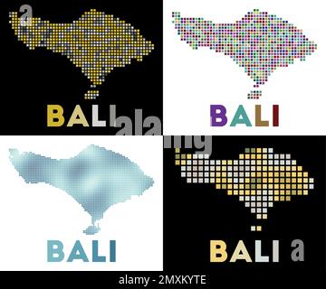 Bali map. Map of Bali in dotted style. Borders of the island filled ...
