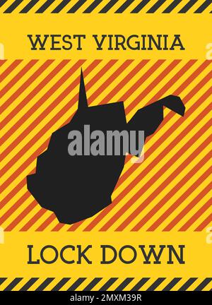 Virginia Lock Down Sign. Yellow US state pandemic danger icon. Vector ...