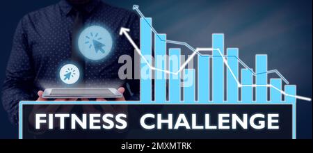 Text sign showing Fitness Challenge, Word for condition of being ...