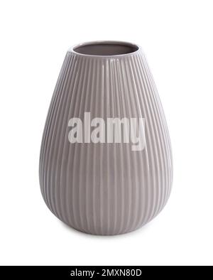 Stylish empty ceramic vase isolated on white Stock Photo - Alamy