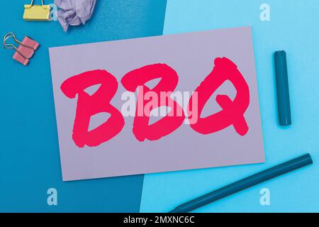 Hand writing sign Bbq. Business showcase usually done outdoors by ...