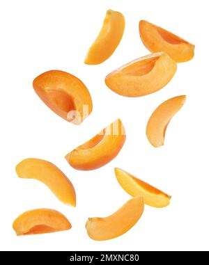 Ripe orange apricot cut into pieces, sweet apricot on the table Stock ...