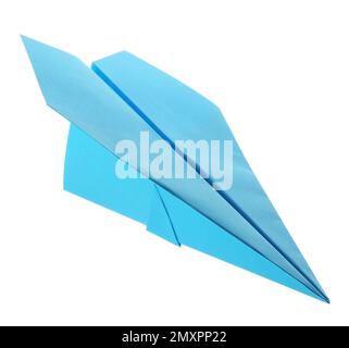Handmade light blue paper plane isolated on white Stock Photo - Alamy
